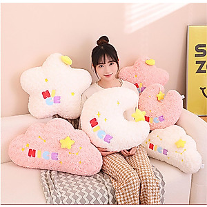 ANYEI Star Moon Cloud Pillow - Comfortable Fabric, Delicate Skin-Friendly, Fluffy and Soft (35cm(13.7in), B-White-Moon)