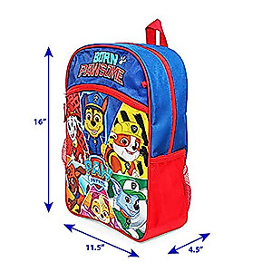 RALME Paw Patrol Backpack 5 Pc. Set for Boys & Girls, 16 in. Skye & Friends Backpack w/Paw Patrol Lunch Bag & Pencil Case