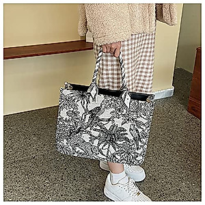 MANMU TOTE temperament Large -capacity messenger bag Tongcot Bags canvas Fashionable knitted handbag goddess goddess (Large) White