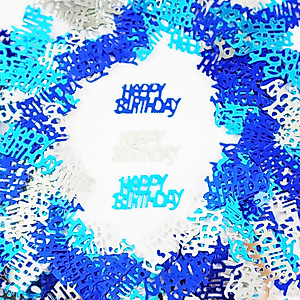 Hrovsur Happy Birthday Confetti for table - Blue Table Confetti Sprinkling Scatter Blue Birthday Decoration Party Supplies, Blue and Silver Birthday Decorations, Party Supplies (Blue and Silver)
