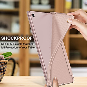 INFILAND Case for Samsung Galaxy Tab S6 Lite 10.4 Inch(2024/2022/2020) - Shockproof Frosted Translucent Back with S Pen Holder&Auto Wake/Sleep Function, Rose-Gold