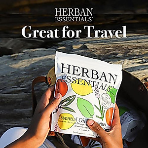 Herban Essentials Travel Body Wipes - Essential Oil Wipes for Hands, Travel Face Wipes - Natural Hand Wipes, Moist Towelettes Individually Wrapped Body Wipes for Adults - Asst. 20 Count