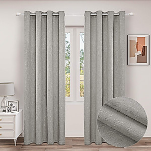 MINGSHIRE 95 Inches Long Blush Pink Premium Checkered Textured Blackout Curtains with Grommet, Super Soft Thick/Privacy Assured/Elegant Style for Kids Girls Room, 52x95, 2 Pcs