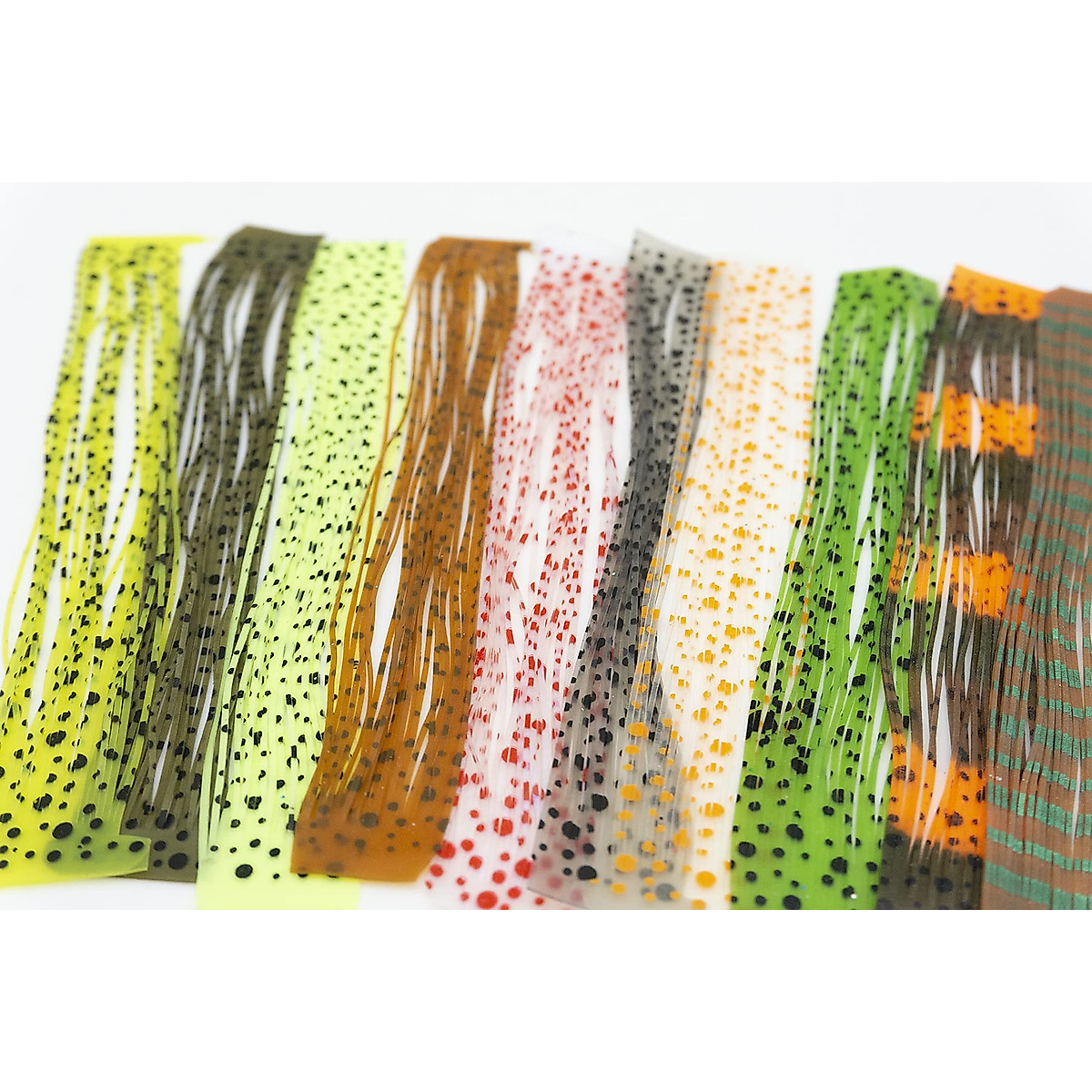 20Pc 10Colours Fishing Jig Lures Mixed Colors DIY Silicone Whole Sheet Skirts for Jig Lures Regular Skirt Colours with Fly Tying Material Free Rubber Band CMB10#