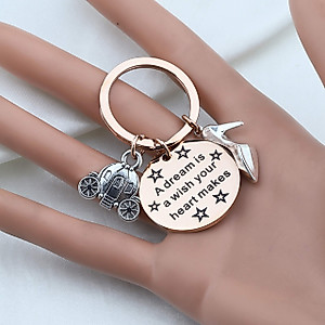 PLITI Goddaughter Gift A Dream Is A Wish Your Heart Makes Keychain Inspirational Ladies Girls Graduation Gifts For Her (Dream is ur Heart makes RG)