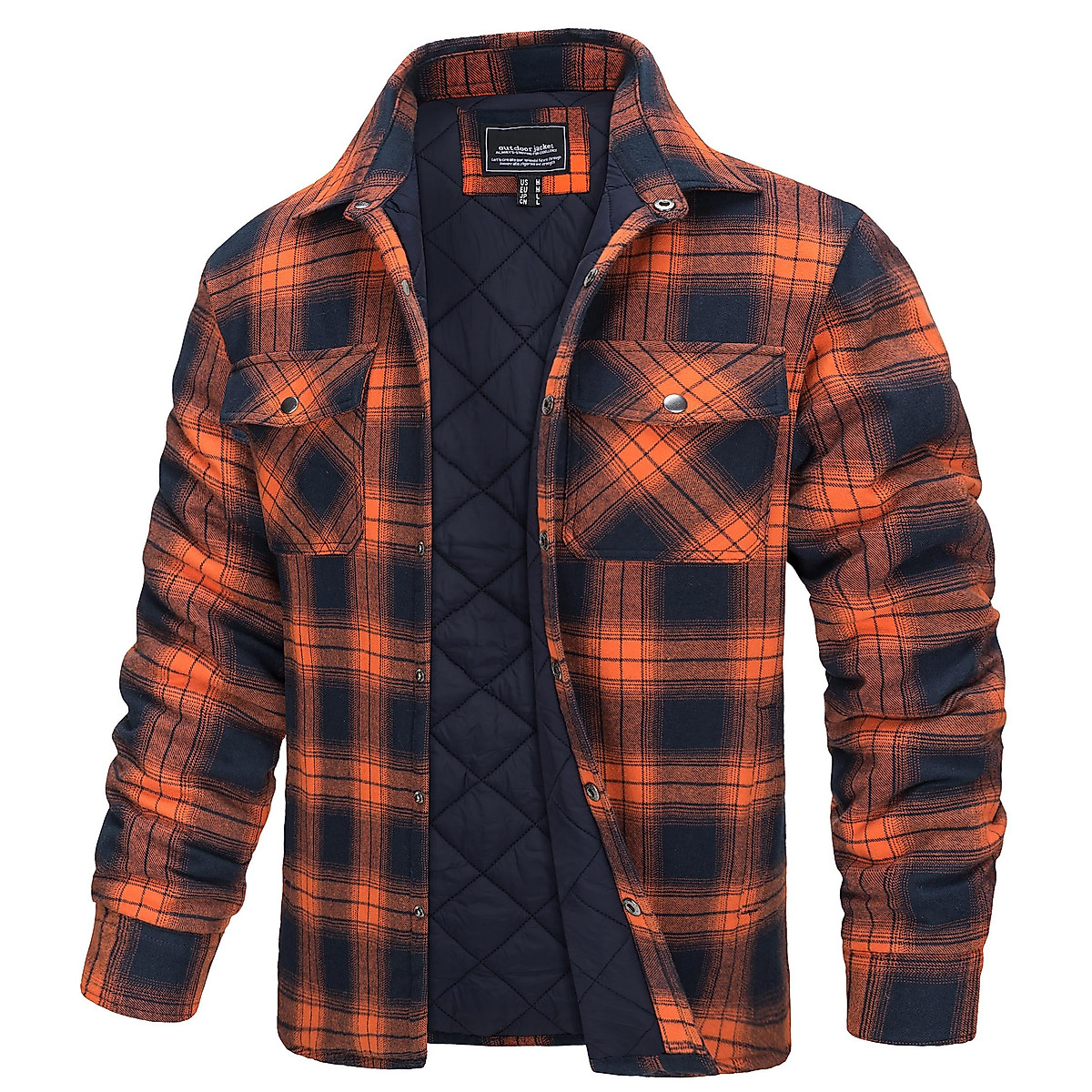 TACVASEN Mens Flannel Shirt Jacket for Men Long Sleeve Jacket Flannel Lined Plaid Button Down Shirts Casual Men's Jacket Insulated Jacket