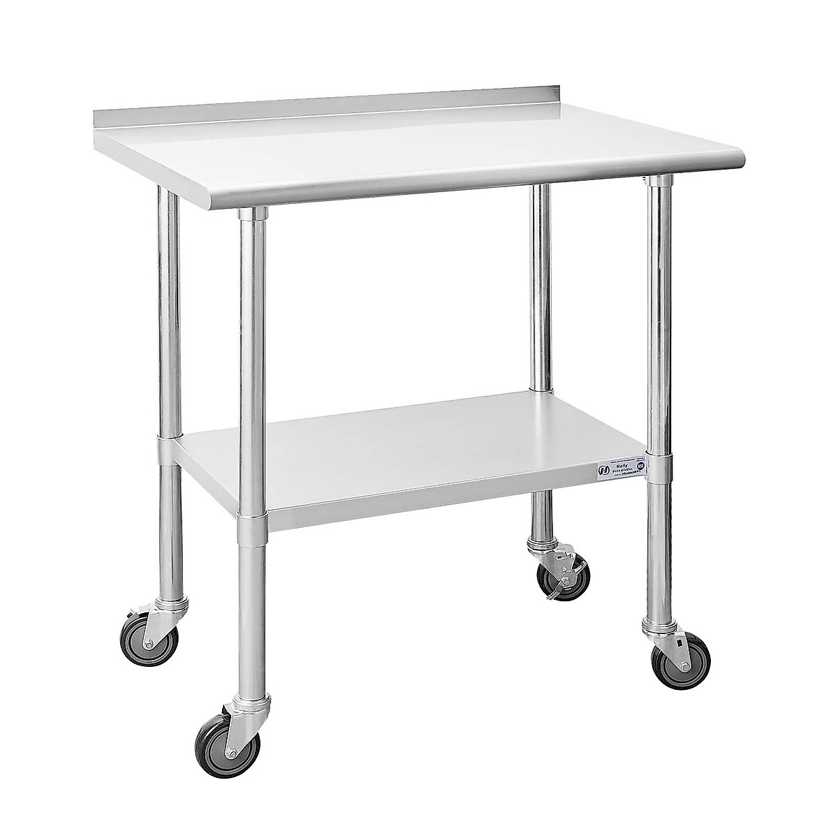 HALLY Stainless Steel Table for Prep & Work 24 x 36 Inches with Caster Wheels, NSF Commercial Heavy Duty Table with Undershelf and Backsplash for Restaurant, Home and Hotel