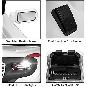 VALUE BOX Electric Remote Control Truck, Kids Toddler Ride On Cars 6V Battery Motorized Vehicles Children's Best Toy Car Safe with 3 Speeds, Music, seat Belts, LED Lights and Realistic Horns (White)