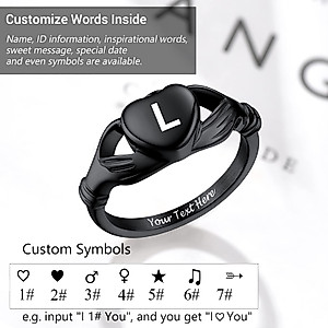 Customize Claddagh Cremation Ring Ashes Keepsake Hold Black Heart Rings