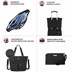Baggallini Any Day Tote with RFID Phone Wristlet - Crossbody Tote Bag for Women - Lightweight Travel Bag
