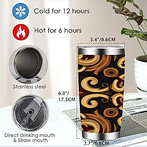 FOCIUZTA 20oz Golden Swirls and Circle Design Decorative Tumbler with lid, Travel Coffee Cup, Ideal for Easter, Gaming Enthusiast, Mother Day, and birthday gifts
