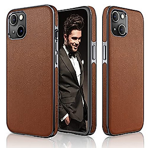 LOHASIC Designed for iPhone 13 Case, Luxury Leather Premium Business Classic Cover Non Slip Soft Grip Protective Men Women Phone Cases Cover Compatible with iPhone 13 6.1" 2021 5G - Brown