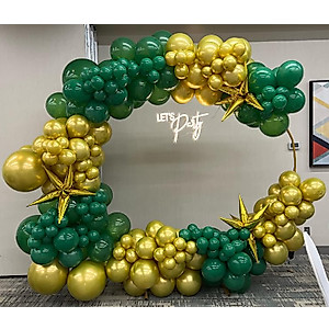 Green and Gold Balloon Arch Kit, ADOINBY 140Pcs Metallic Gold Balloon Emerald Forest Hunter Dark Green Balloon 18 12 10 5 Inch Different Size Balloons for Birthday Anniversary Jungle Party Decorations