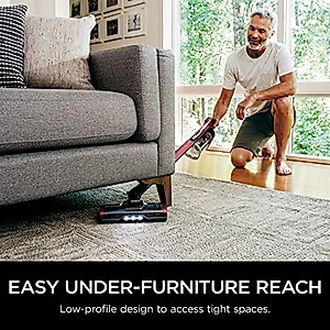 Shark IZ362H Anti-Allergen Cordless Lightweight Stick Vacuum with Self-Cleaning Brushroll, PowerFins, Removable Handheld, Crevice, Upholstery, Anti-Allergen, Pet Multi-Tool, Flex, 40 min runtime, Red