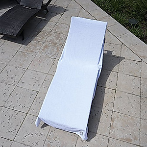 Arlu Home Large Luxury Chaise Pool/Lounge Chair Cover Towel - Fitted Elastic Pocket Won't Slide (White) Versatile Size Pocket Fits Most Standard Cushions. Protective, Absorbent, Easy Care