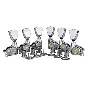 Guyker 6Pcs Guitar Locking Tuners (3L + 3R Handed) – 1:21 Lock String Sealed Tuning Key Pegs Machine Heads with Keystone Knob Replacement for LP, SG, TL Style Electric or Acoustic Guitars – Chrome