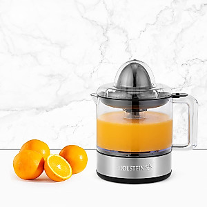 Holstein Housewares 27-oz Electric Citrus Juicer, Black/Stainless Steel - Ideal for Freshly Squeezed Orange, Lemon, Grapefruit Juices for Breakfast or Drinks