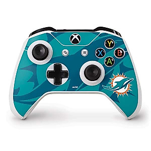 Skinit Decal Gaming Skin compatible with Xbox One S Controller - Officially Licensed NFL Miami Dolphins Double Vision Design