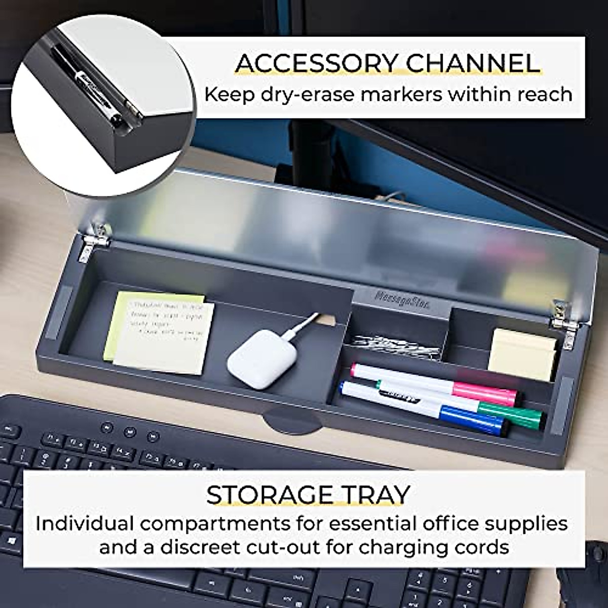 ECR4Kids MessageStor Keyboard Write and Store, Desk Organizer, White Brick