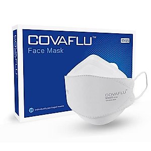 Covaflu KN95 Face Mask, Pack of 10 Masks, Cup Shaped KN95, 5 Layers Protection, Comfortable Fit, for Men and Women (White)