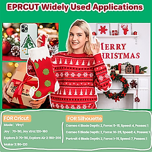 EPRCUT Permanent Vinyl for Cricut, 24ft Adhesive Vinyl Bundle for DIY Christmas Decorations Outdoor, Birthday, Wedding Party, Festival, 24 Counts Cricut Vinyl 12"x12" Sheets, Wall Stickers, Car Decals