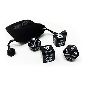 Citadel Black Character Randomizer Dice Set - Randomize Class, Race, & Alignment for Characters or NPCs, Made for Dungeons and Dragons 5th Edition & Other Tabletop Role-Playing Games