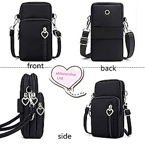 eMorevalue Phone Purse for Samsung Galaxy S23 Ultra Plus, S22 Plus Ultra, S21 S20 Ultra/Fe, Note 20 Ultra, A32 5G, A13 5G, A53 5G, A42 5G, A02S A03S A12 A71 A51 A52 Note 9, Crossbody Bag Pouch (Black)