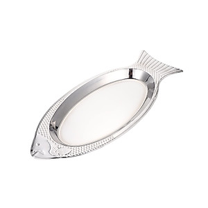 Serving Platter Dish Fish Shape Stainless Steel Oval Platter Fish Grill Serving Tray Fish Plate for Steaming Fish