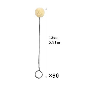 BUTUZE 50 Pcs Wool Daubers Wool Daubers Ball Brush Leather Dye Tool with Metal Handle Wool Daubers for Leather Dyes for DIY Crafts Projects