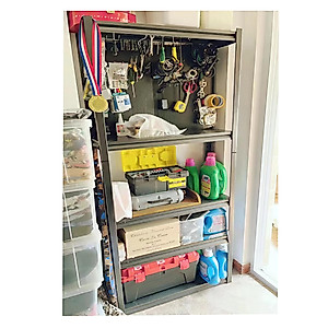 Boncun 5 Tier Utility Shelves Metal Storage Shelves Garage Shelving Unit Adjustable Garage Storage Shelves Storage Racks Heavy Duty Shed Shelving (Black, 5 Tier)