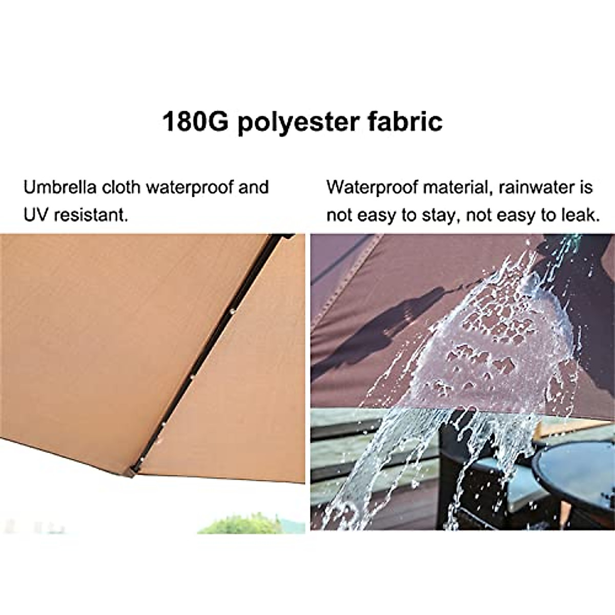 10FT LED Outdoor Patio Umbrella, Solar LED Offset Hanging Market Patio Umbrella, Solar Light Cantilever Umbrella, 8 Ribs Adjustment, for Pool, Yard, Garden,Coffee