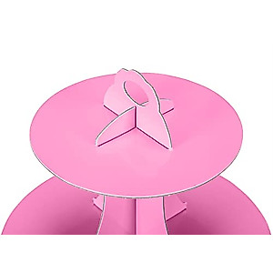 YLDW 2Pcs 3-Tier Cupcake Stand, Cake Stand Holder, Tiered DIY Cupcake Stand Tower for Dessert Table Displays, Birthday Theme Party Favors Decoration, Floral Tea Party, 12" W x 12.8" H, Pink