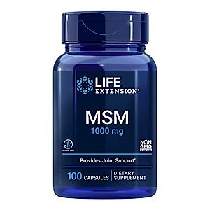 Life Extension MSM 1000 mg - Joint Health Supplement For Adults - Support Muscle, Joints, Knee and Cartilage Health For Mobility, Strength, Relief - Gluten-Free, Non-GMO - 100 Capsules
