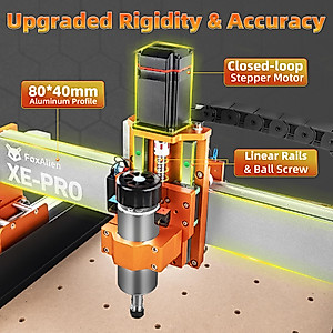 FoxAlien CNC Router Machine XE-PRO with Ball Screws, 400W Spindle 3-Axis Engraving Milling Machine for Wood Aluminum Cutting Upgradable to Linear Rails