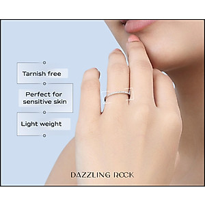 Dazzlingrock Collection 0.08 Cttw Round White Diamond Minimalist Stackable Wedding Band for Women in 10K Solid White Gold, Size 6.5