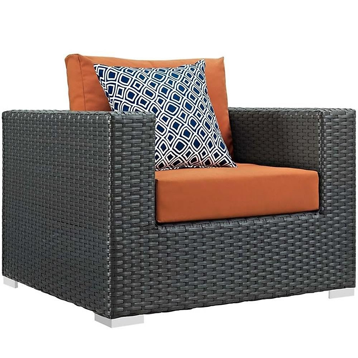 Modway EEI-2374-CHC-TUS-SET Sojourn Wicker Rattan 7 Piece Outdoor Patio Sunbrella Sectional Set, Canvas Tuscan Orange