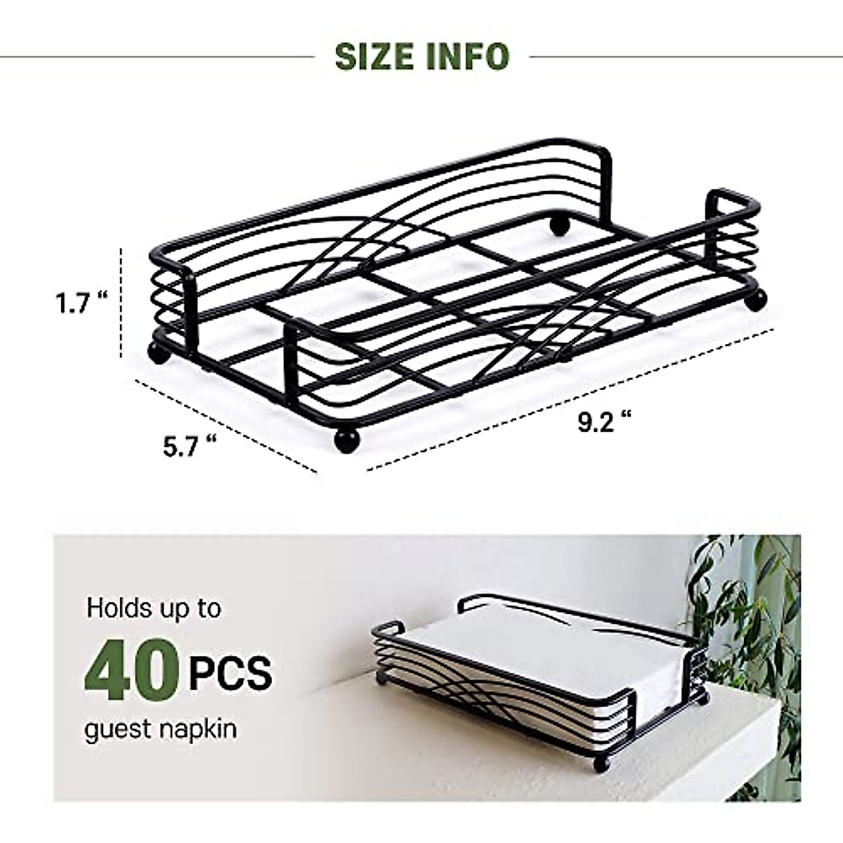 LEVIMETREE Guest Towel Napkin Holder – Cast Iron Black Napkin Holder for Table – Versatile and Modern Bathroom Napkins Guest Disposable – Premium Paper Hand Towels Kitchen Caddy