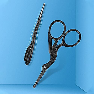 Nose Hair Scissors, arc Safety Design with Round tip, Facial Hair Small Grooming Scissors for Men Women - Eyebrow, Nose Hair, Mustache, Beard, Eyelashes, Ear Trimming Kit (Black, 1 Piece)
