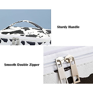 IMCUZUR Travel Makeup Bag for Women, Water-resistant Cosmetic Organizer, Cute Cow Print Make Up Bag (Cow)