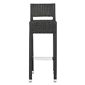 SAFAVIEH FOX5212A Collection Landry Black Indoor/Outdoor Bar Stool