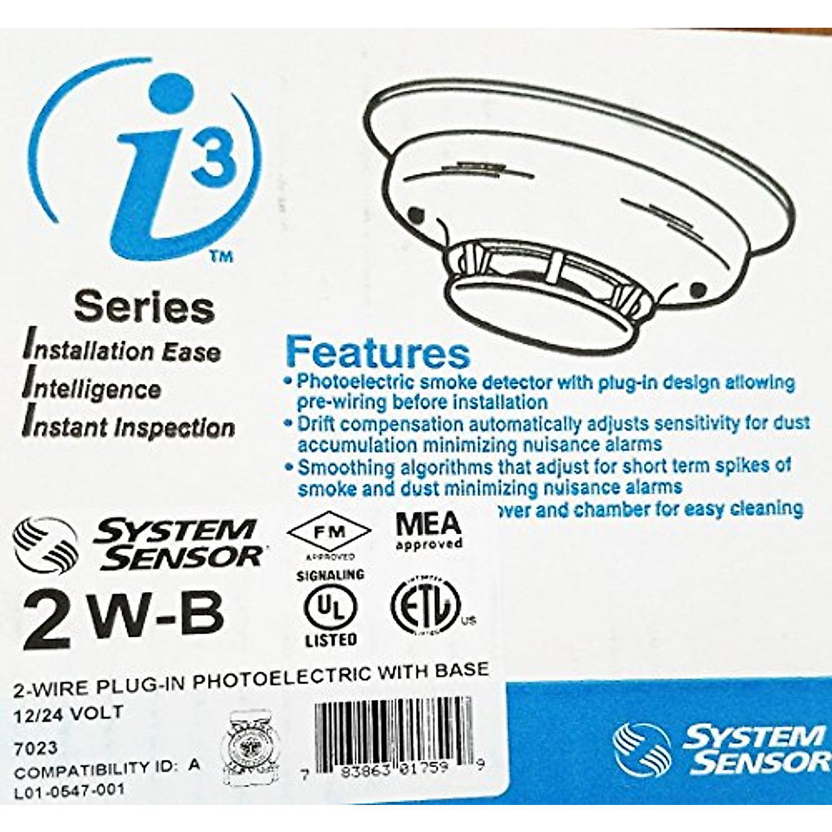 System Sensor 2W-B i3 Series 2-wire, Photoelectric i3 Smoke Detector