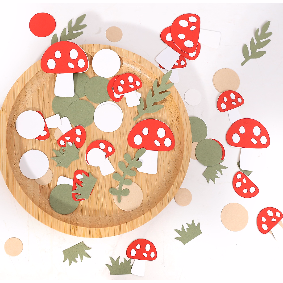 200PCS Mushroom Confetti - Woodland Party Table Decor, Woodland Confetti, Mushroom Theme Birthday Decorations, Fairy Party Confetti, Wild One Birthday Decor