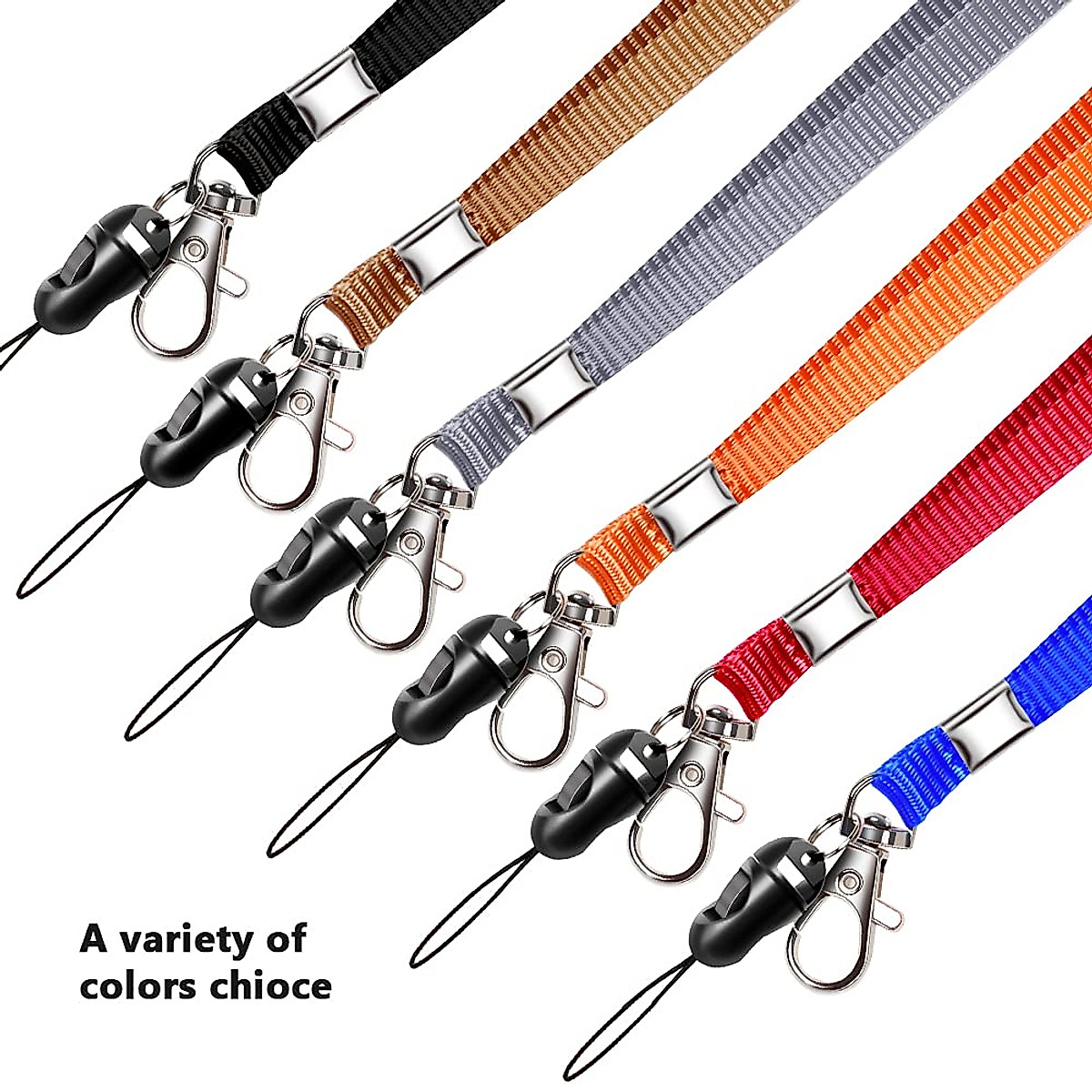 6 Pack Neck Lanyard with ID Badge Holder, Office Strap Lanyards, Stainless Metal Swivel Hook for Name Tag, Badge Holders, Keychains, Card, Black