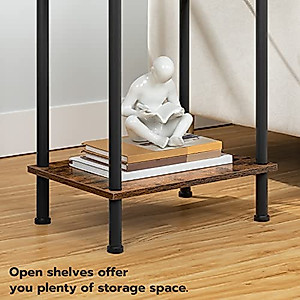 HOOBRO Side Table with Charging Station, End Table with USB Ports and Outlet, Nightstand with 2-Layer Storage Shelves for Small Spaces, Living Room, Bedroom, Stable Frame, Rustic Brown BF09UBZ01