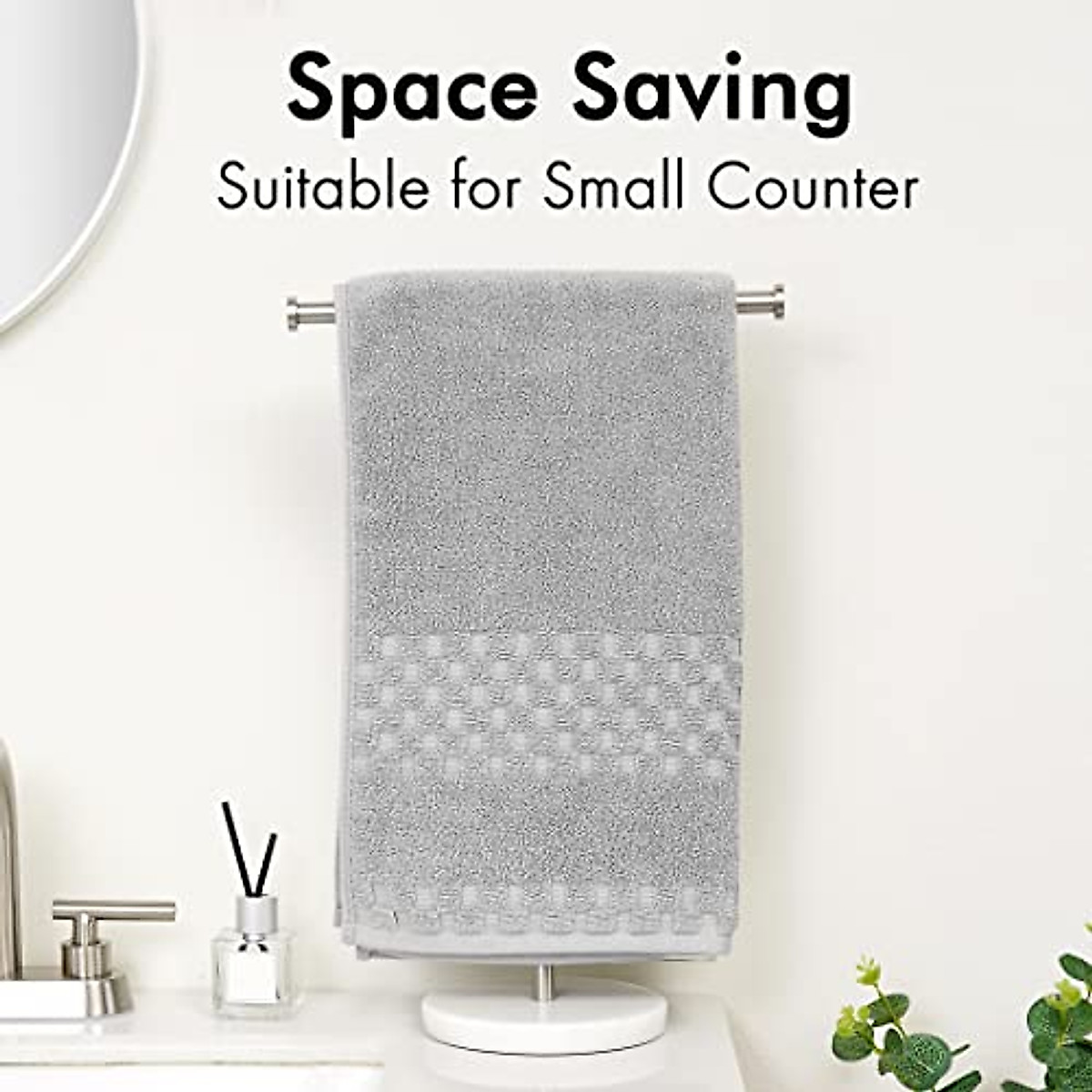 KES Hand Towel Stand Marble Base, Countertop Towel Stand 16.5" Height, T-Shape Hand Towel Rack Stand for Bathroom, Towel Holder Weighted Base SUS304 Stainless Steel Brushed Finish, BTH205S14B-2