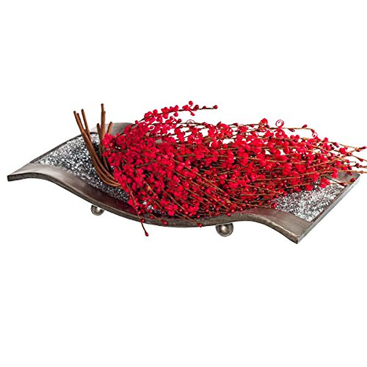 Creative Scents Schonwerk Centerpiece for Dining Room -Crackled Mosaic Design- Home Coffee Table Decor Decorations Centerpiece for Dining/Living Room- Best Wedding Gift (Silver)