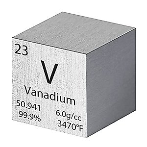 Tungsten Cube Metal Density Cubes Pure Metal High Density Element Cube for Element Collections Lab Experiment Material Hobbies Heavy Small Objects Experience (Vanadium, 1 Inch)