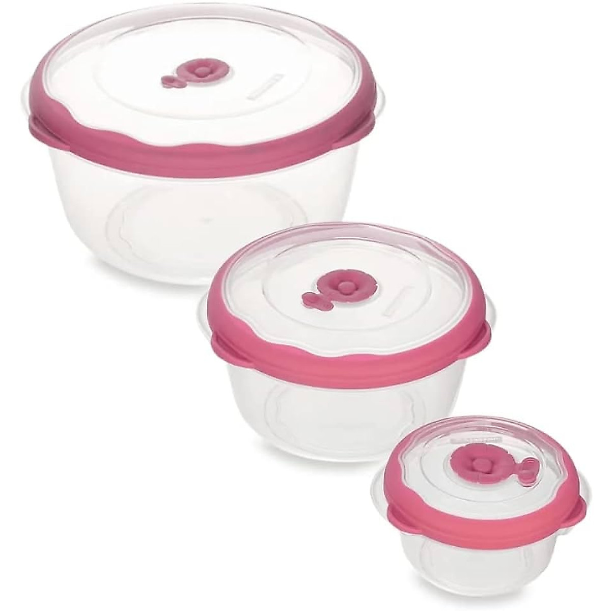 Tribello Plastic Freezer Food Storage Container with Lids Microwave/Dishwasher Safe Steam Vent/Air-Tight Lid Round Set of 3, 80/25 / 6 Oz