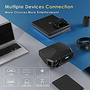 XGODY Portable Projector A4300 Native 1080P HD Projector 9200L 5G WiFi Projector Bluetooth Home Theater Video Projector with Storage Bag Remote Control Support HDMI, VGA, USB, Phone Mirror Link Black