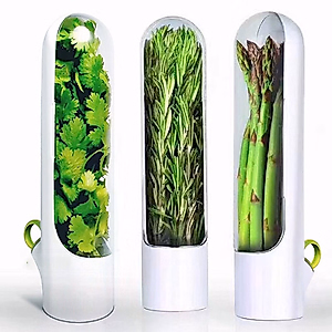 Cilantro Containers For Refrigerator，herb Saver，herb Keeper，glass Storage Containers Vegetable Storage Containers For Refrigerator Keeps Greens Fresh For 2-3 Weeks